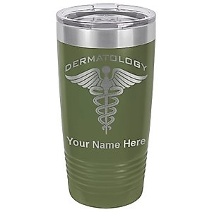 LaserGram 20oz Vacuum Insulated Tumbler Mug, Dermatology, Personalized Engraving Included (Camo Green)