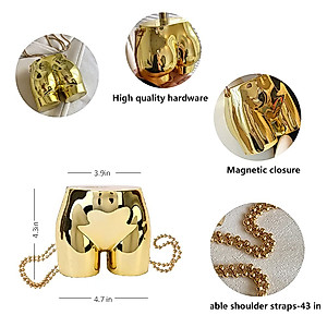 Body Shaped Shoulder Bags Crossbody Bag Purses Handbags Evening Clutch Purse Metal for Women Girls Cocktail Party Club Bling Bling Golden Hip