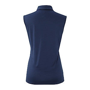 MIER Women's Sleeveless Golf Polo Shirts 4-Button Tennis Athletic Tank Tops with Collar Sun Protection Quick Dry, UPF 50+, Navy, S