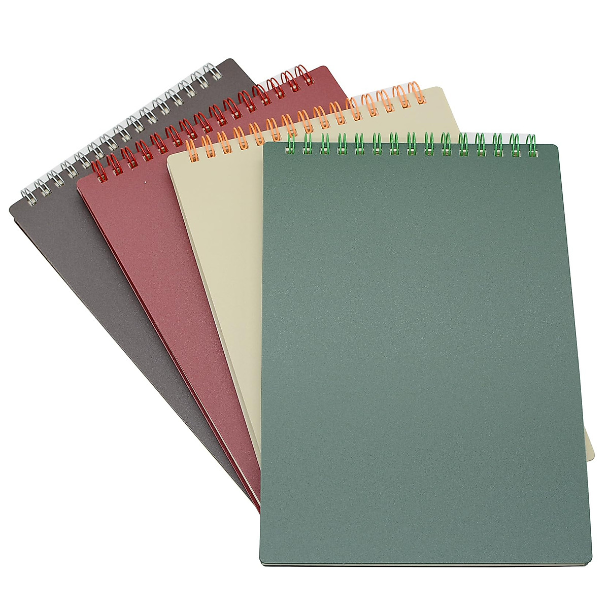 Yansanido Top Bound Spiral Notebook, 4 Pcs 4 Color A5 Size Thick Plastic Hardcover 7mm College Ruled Paper 80 Sheets (160 Pages) Journal for School and Office Supplies (4 Pcs A5)