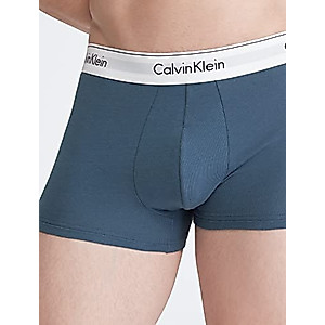Calvin Klein Men's Modern Cotton Stretch 3-Pack Low Rise Trunk, Grey Heather, Blue Edge, Fuschia Berry, Medium