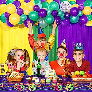 119 Pcs Purple Green Gold Balloons Latex Green Purple and Gold Balloon Garland Arch Kit Confetti Balloons with Crepe Paper Streamers for Carnival Fat Tuesday Mardi Gras Birthday Party Supplies Decor
