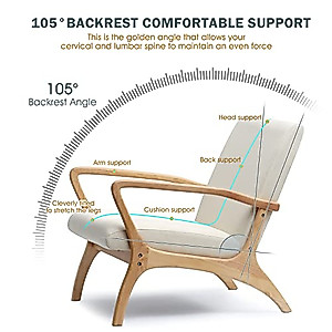 CDCASA Mid-Century Modern Accent Chair with Cushion, 28.3'' Long Armrest Chairs Upholstered Linen Fabric Wood Frame Armchair for Living Room,Bedroom,Reading,Balcony, Set of 1