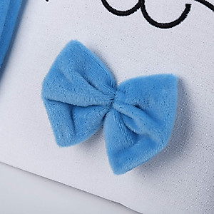 Wproo Easter Bunny Basket Egg Bags for Kids Rabbit Ear Easter Gift Bags Personalized Candy Egg Basket Rabbit with Fluffy Ears for Easter Party Favors (Blue)