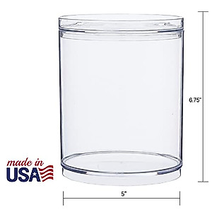 STORi Bella 2-piece Stackable Clear Tall Plastic Container Set | Round Vanity Storage Organizers with Lids for Hair Accessories & Beauty Supplies | Made in USA