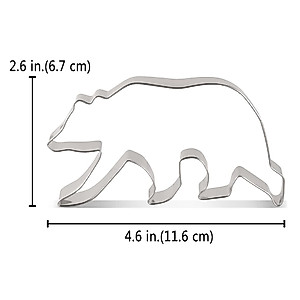 LILIAO Walking Grizzly Bear/Polar Bear Cookie Cutter - 4.6 x 2.6 inches - Woodland Animal Biscuit and Fondant Cutters - Stainless Steel