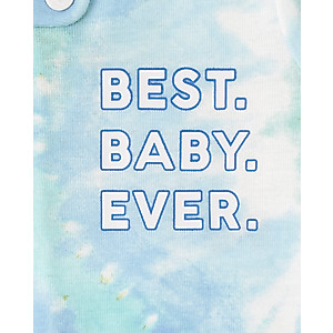 The Children's Place unisex-baby and Toddler Short Sleeve Zip Up Pajama Best Baby Ever - Blue Baby & Toddler - Zip Sleeper 4T