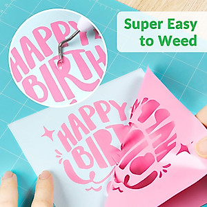 12" x 14FT Pink Vinyl - Pink Permanent Vinyl with PET Backing [Easier Weed Never Residue], Glossy Permanent Adhesive Vinyl for Cutting Machine, Party Decoration, Car Decal, Signs, Scrapbooking