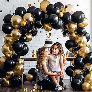 Black Balloon Garland Arch Kit - 121 pcs - Black 5/10/12/18 different sizes of Black latex Balloon Arch Kit, perfect for Birthday Party, Graduation, Baby Shower, Wedding Decoration (black balloons)