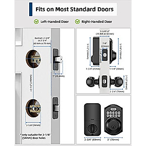 TEEHO TE001K Keyless Entry Door Lock with Handle - Electronic Keypad Deadbolt with Door Knob - Deadbolt Smart Lock for Front Door - Auto Lock - Easy Installation - Matte Black