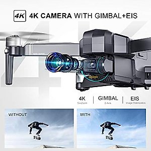 2-Axis Gimbal GPS EIS Drones with Camera for Adults 4K, Long Range Transmission, Auto Return Home Follow Me, DEERC Quadcopter with 2 Modular Batteries 52 Mins, Level 5 Wind Resistance, Brushless Motor