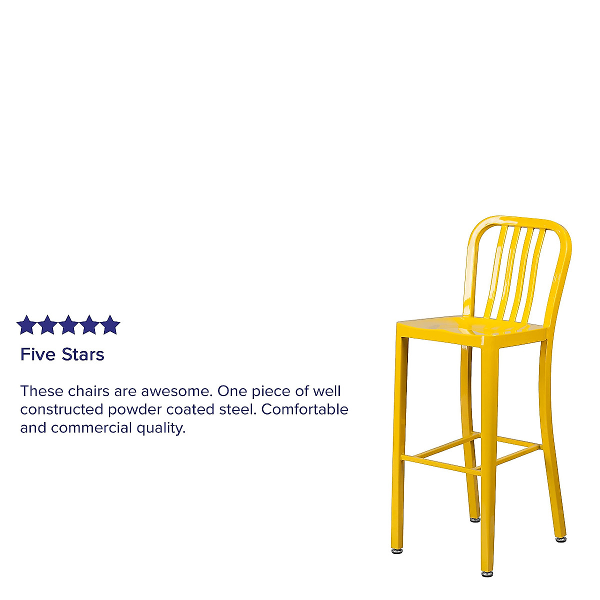 Flash Furniture Gael Commercial Grade 2 Pack 30" High Yellow Metal Indoor-Outdoor Barstool with Vertical Slat Back