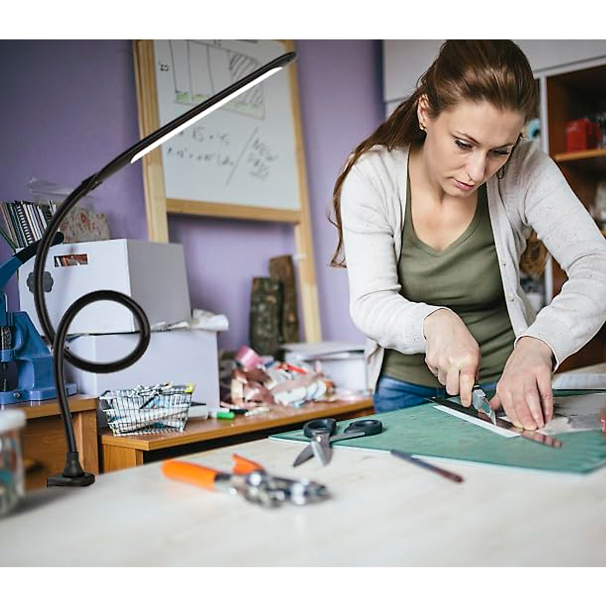 YOUKOYI Desk Lamp with Clamp, Swing Arm Lamp, Flexible Gooseneck Architect Table Lamp - Stepless Dimming, 3 Color Modes, Touch Control, 9W, 1050LUX Eye-Care for Study/Reading/Office/Work (Black)