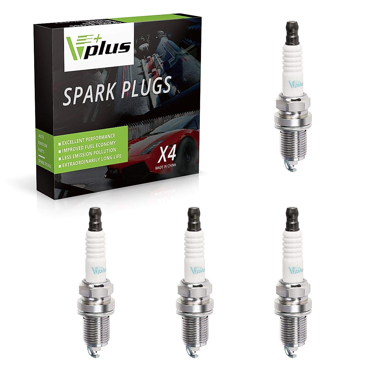 Vplus Iridium Spark Plug 4pcs 9203 2477 Compatible with Chrysler Dodge Honda Hyundai Isuzu Jeep Kia Mazda 1.5L 1.6L 1.8L 2.0L 2.2L 2.3L 2.4L 2.5L 2.6L L4 Engine Replaces XP985 XP5224 ZFR5FIX-11