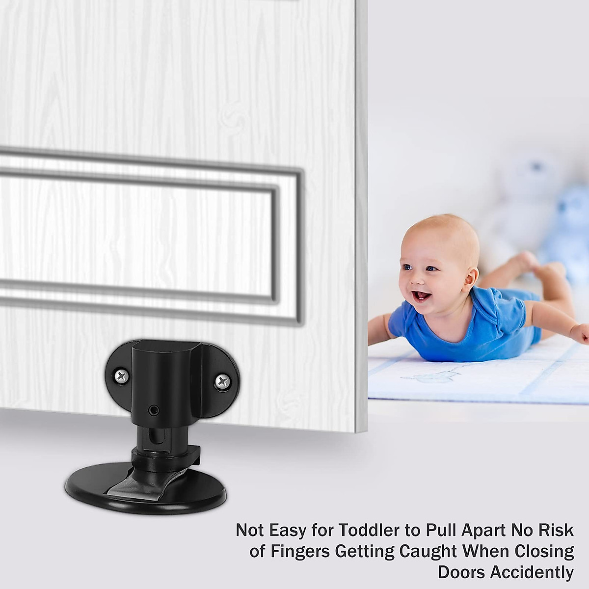 Magnetic Door Stop，Adjustable Door Stop，Invisible Magnetic Door Stop，with 2sets Adhesive No Drilling,for Heavy Duty Home Office Door (Black 2)