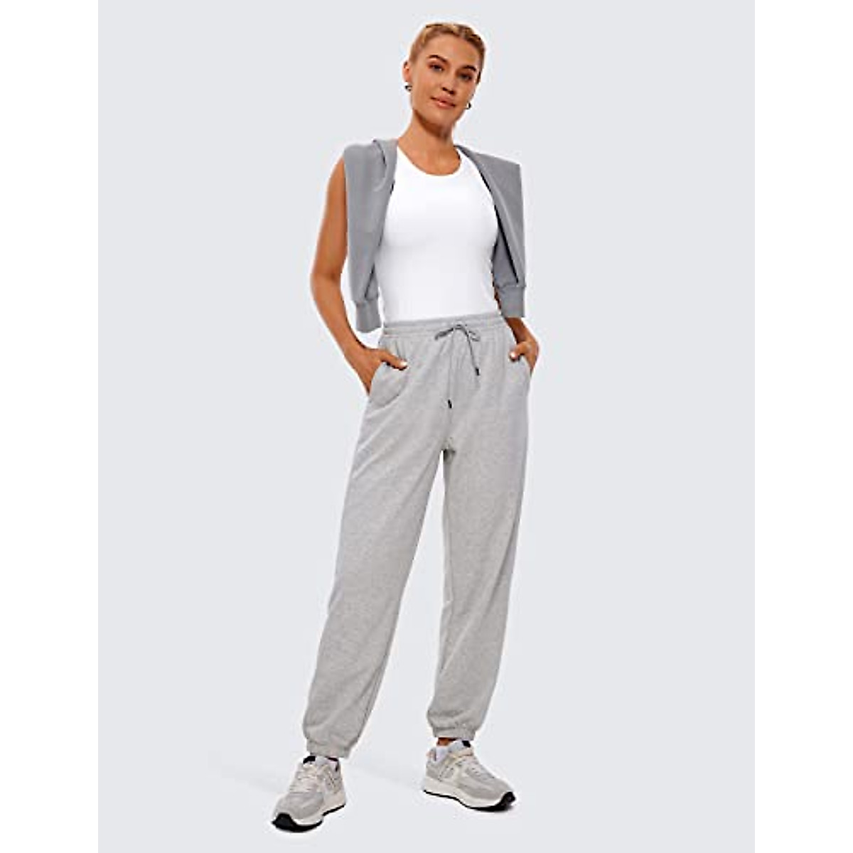 CRZ YOGA Butterluxe Womens Racerback Tank Top High Neck Workout Tops Athletic Sleeveless Top Camisole Gym Tanks White Medium