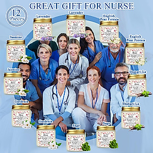 Lewtemi 12 Pcs Appreciation Nurse Week Gifts Candle Bulk for Women Men Nursing School Graduation Gift CNA Week Nurse Day Thank You Gift Lavender Scented Candle for Rn LPN LVN Practitioner(White)