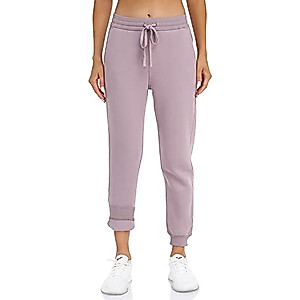 Colorfulkoala Women's Fleece Lined Jersey Joggers with Pockets Thermal Sweatpants Casual Lounge Pants(S, Mauve)