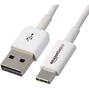 Amazon Basics USB Type-C to USB-A 2.0 Male Charger Cable, 6 Feet (1.8 Meters), White, Laptop