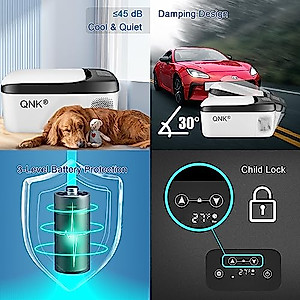 QNK 24QT(23L) Portable Car Refrigerator 12 Volt Mini Fridge Compressor Freezer RV Cooler For Camping Truck Van SUV Boat Party Trips w/App Control 100-240V AC & 12V/24V DC -4℉-68℉