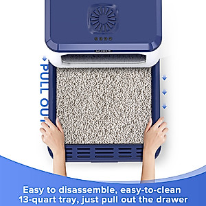 Smart Odor Removal Cat Litter Box, Large Litter Box with Lid for Big Cats,Non Leaking Kitty Litter Box for Multiple Cats, Enclosed Cat Box with Scoop&Mat