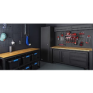 Toolganize Power Tool Organizer & Storage Wall Mount - Heavy Duty Metal Drill Holder & Cordless Tool Organizers Chest Rack - Premium Garage Utility Shelf & Pegboard Shed Workshop Shelving - Red