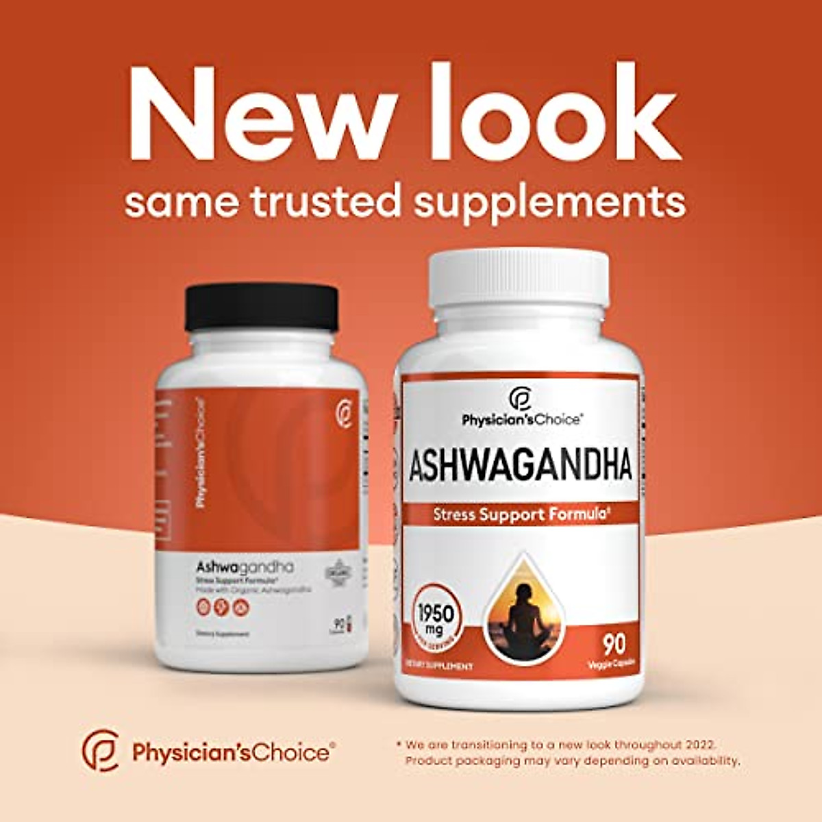 Physician's CHOICE Organic Ashwagandha 1950mg w/ Black Pepper Extract for Enhanced Absorption - Stress Support - Mood Support - Wellbeing Supplement, 90 Veggie Ashwagandha Root Powder Capsules