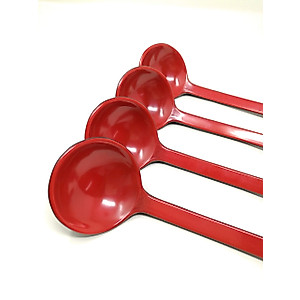 TJ Global Red and Black Melamine Japanese Long Handle Spoons for Ramen, Soup, Hot Pot Eating, Mixing, Stirring 8.25 Inches (4)