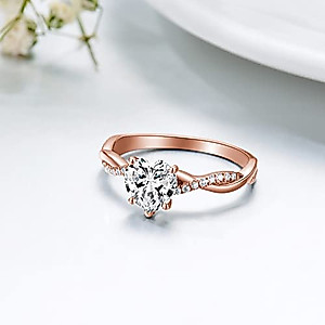 SISGEM Heart Cut Infinity Twist Engagement Rings for Women,10K 14K 18K Solid Gold 1.3 cttw. Moissanite Rings Engagement Wedding Anniversary Promise Bridal Bands with Engraved Name, gold, Moissanite