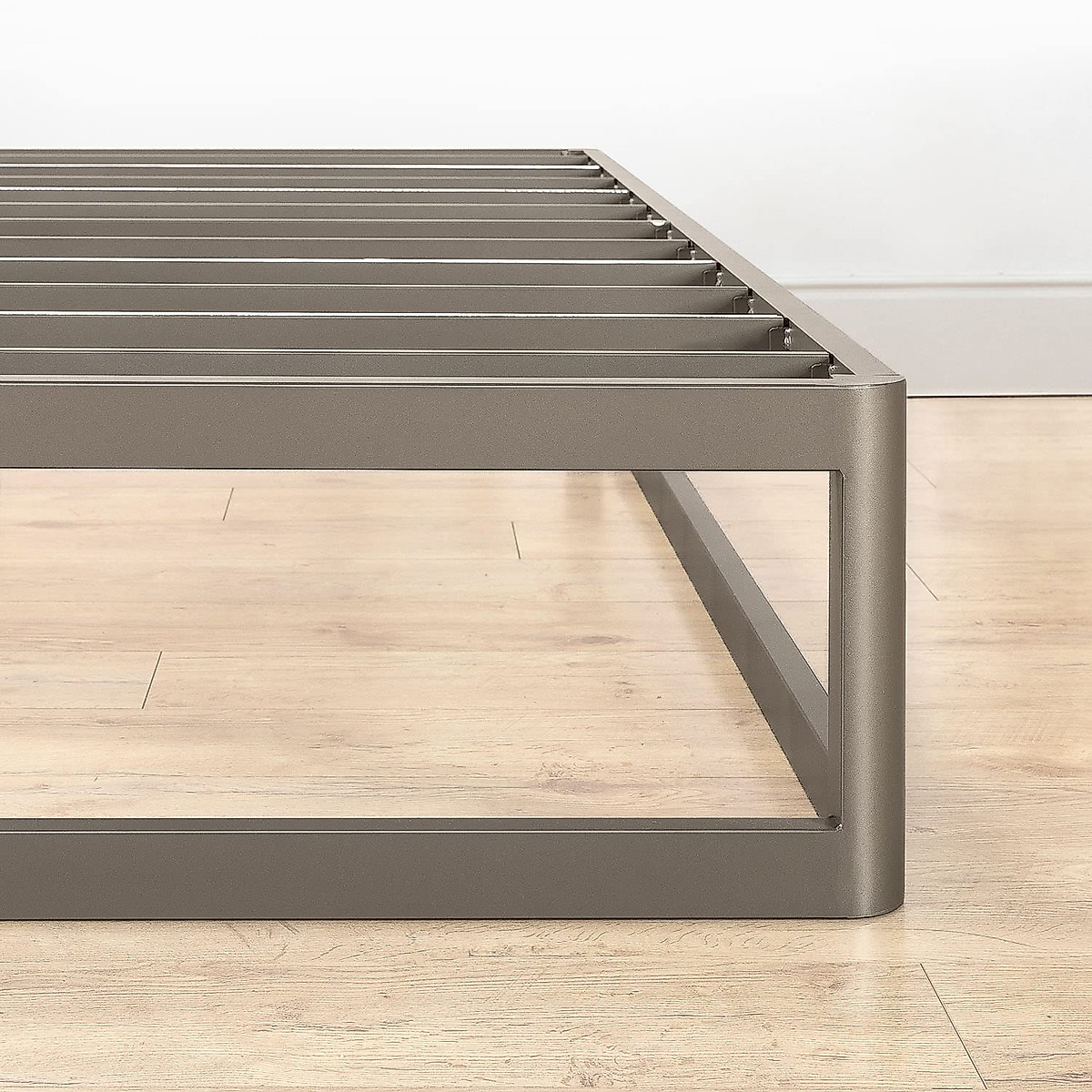 Mellow 9" Metal Platform Bed Frame w/Heavy Duty Steel Slat Foundation, Full, Grey