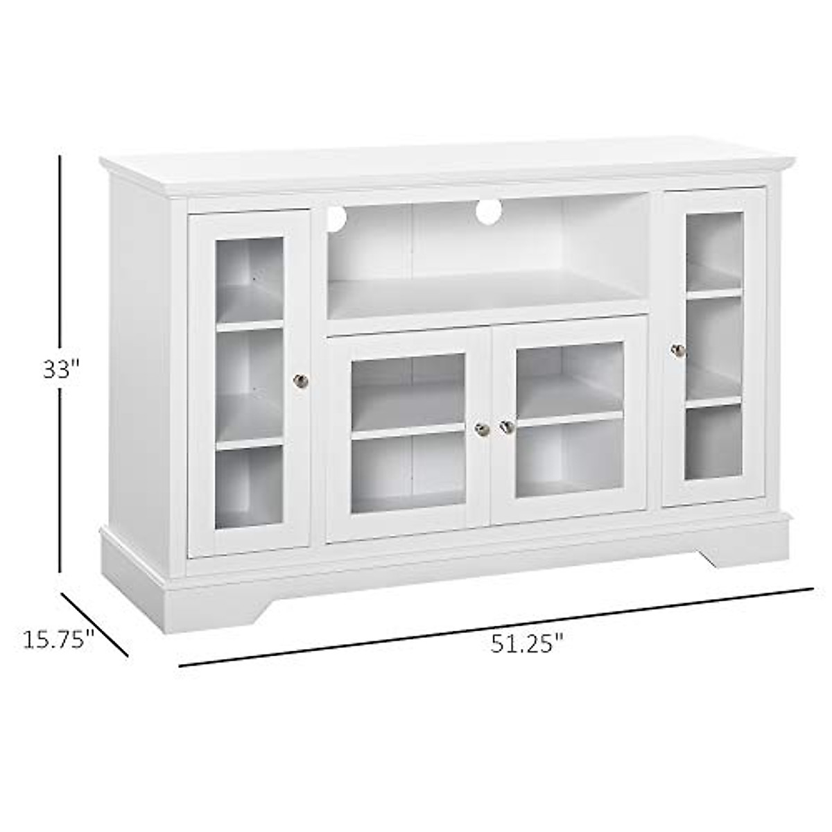 HOMCOM Sideboard Buffet Cabinet with Storage, Kitchen Cabinet Coffee Bar Cabinet with Glass Doors for Living Room, Kitchen, White