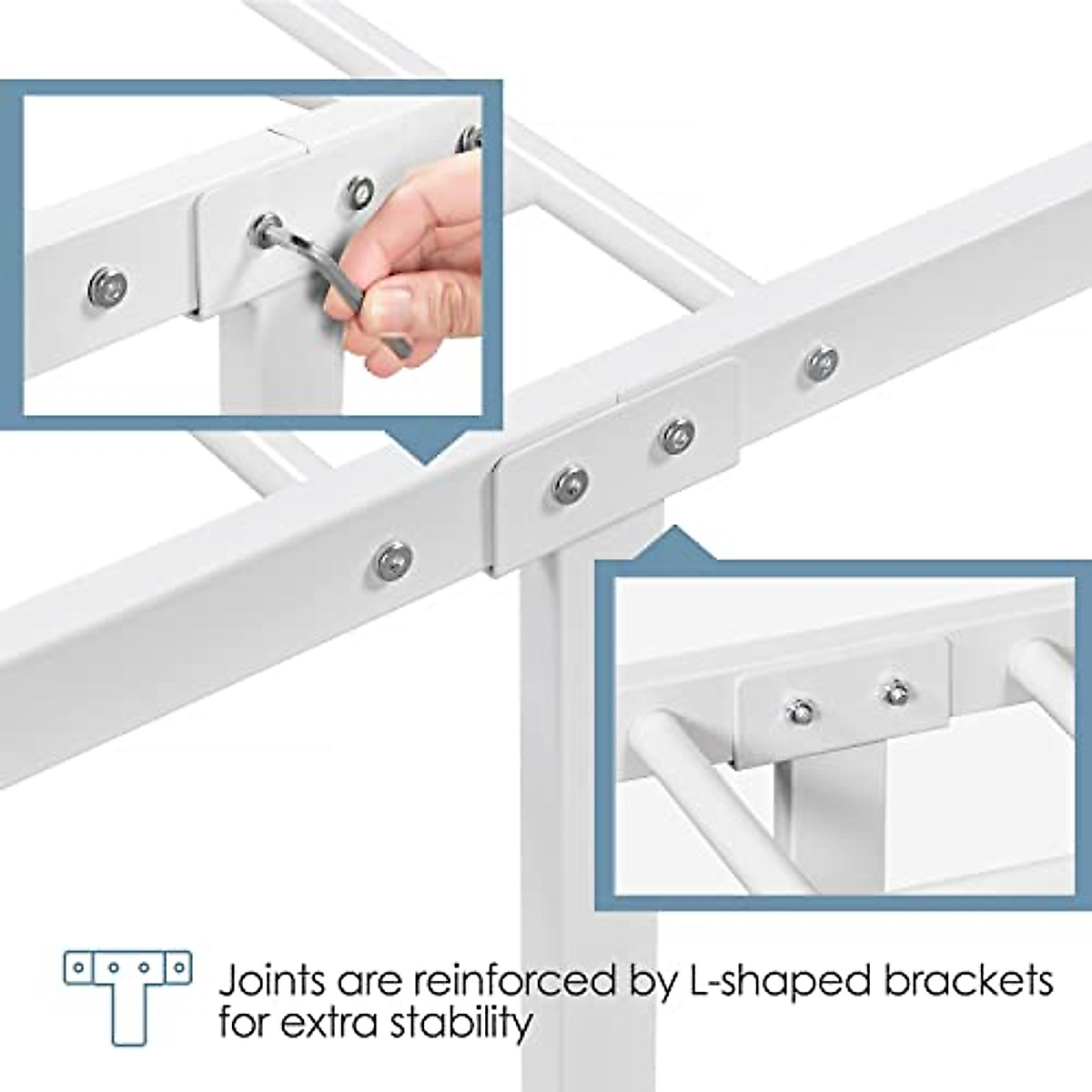 Yaheetech Twin Size Bed Frame Metal Platform Bed Frame Mattress Foundation with Spindle Headboard & Footboard/No Box Spring Needed/14 Inch Underbed Storage/Firm Support & Easy Set up Structure, White