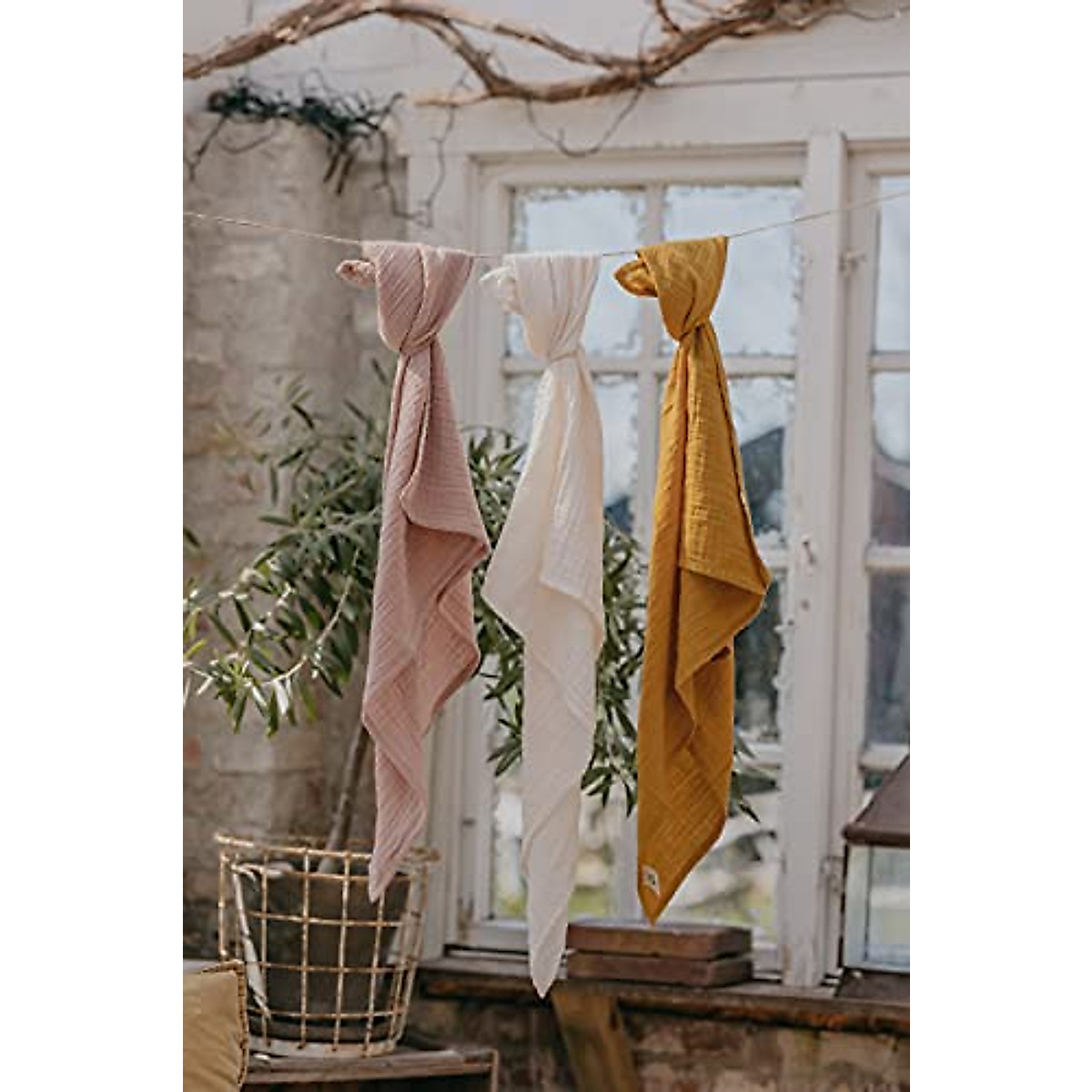 Bibs Cuddle Baby Swaddle | 100% Organic Muslin Fabric | Soft, Breathable & Absorbent | Made in Denmark | Measures 47" x 47" (Ivory)