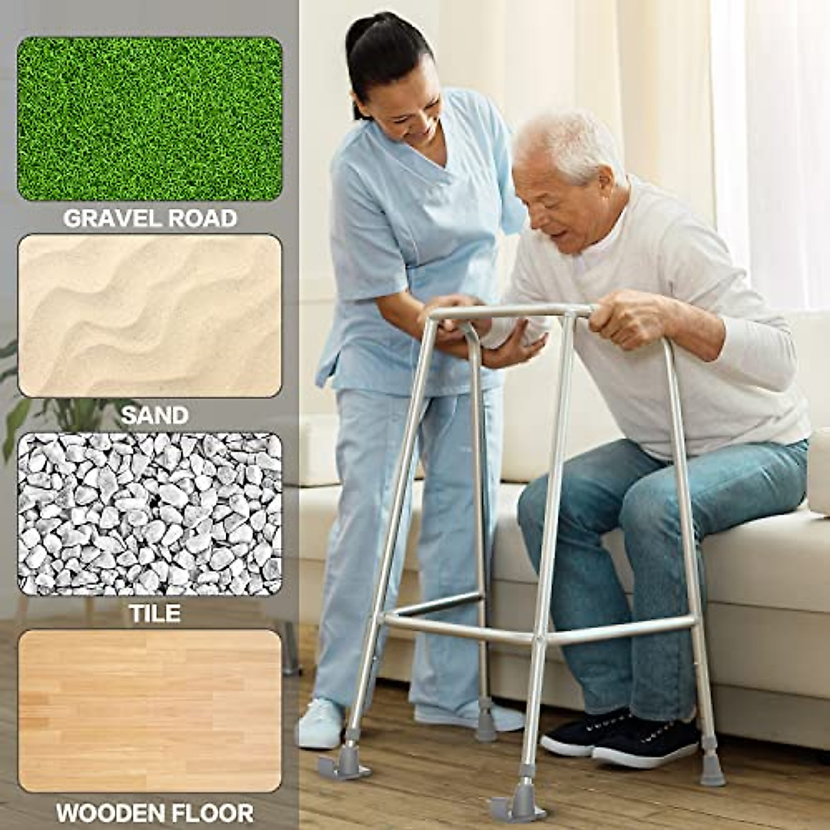 Agrish 4-Pack Walker Glide Skis - Durable and Smooth Rolling Mobility Aid Accessory for 1 1/8 Inch Tubes - Universal Fit Walker Feet Replacement, 4 Counts