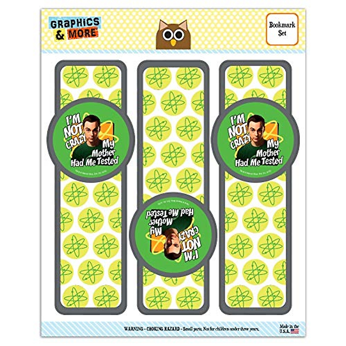 Big Bang Theory Sheldon Cooper I'm Not Crazy Set of 3 Glossy Laminated Bookmarks