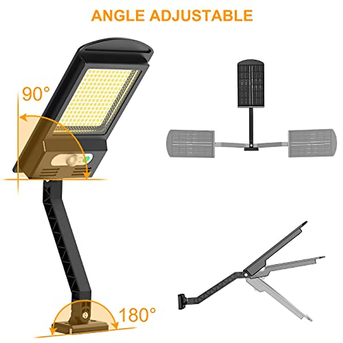 KOMRT 4 Pack Outdoor Solar Lights 168 LEDs Solar Motion Sensor Lights 6500K Security Flood Light Luces Solares for Front Door, Yard, Garage, Deck