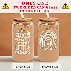 Teacher Appreciation Gifts - Teacher Gifts for Women, Gifts for Teachers Women - Thank You Teacher Gifts, Back To School Day Gifts for Teachers, Teacher Birthday Gifts for Women - 16 Oz Can Glass
