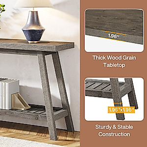 Tribesigns Farmhouse Console Entryway Table: 70.9 Inches Extra Long Console Table for Entryway, 2-Tier Narrow Wood Foyer Sofa Couch Table for Hallway, Entrance, Living Room, Grey