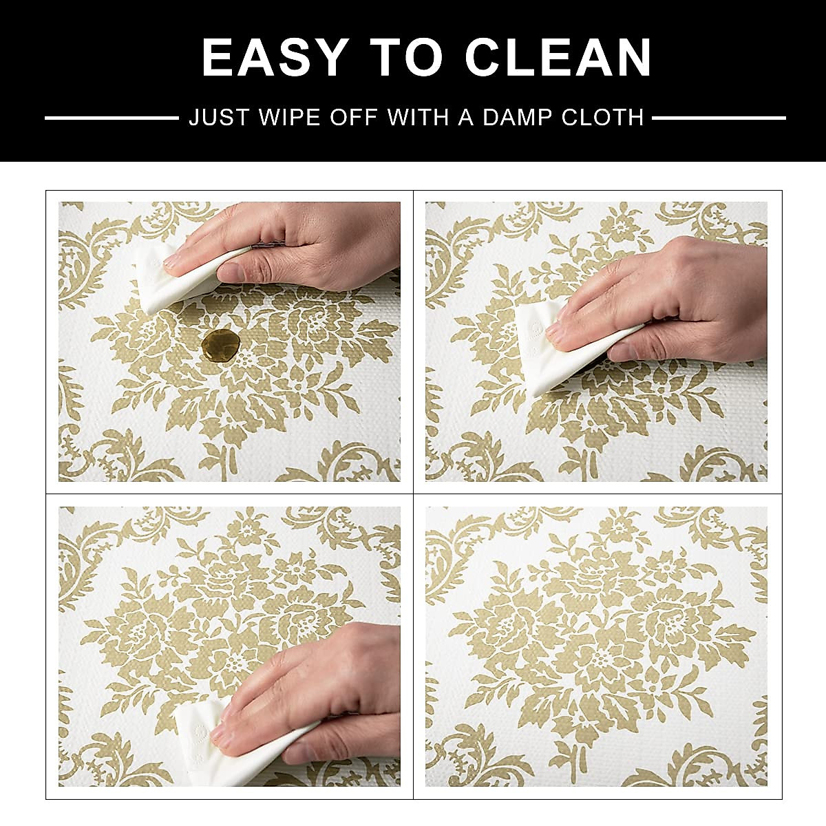 DwellAid Shelf Liner for Kitchen Cabinets Non Adhesive 18inx8ft Gold Kitchen Drawer Liner, Waterproof Shelf Liner Durable Anti-Slip for Kitchen Cabinets Shelf Liner Oil-Proof