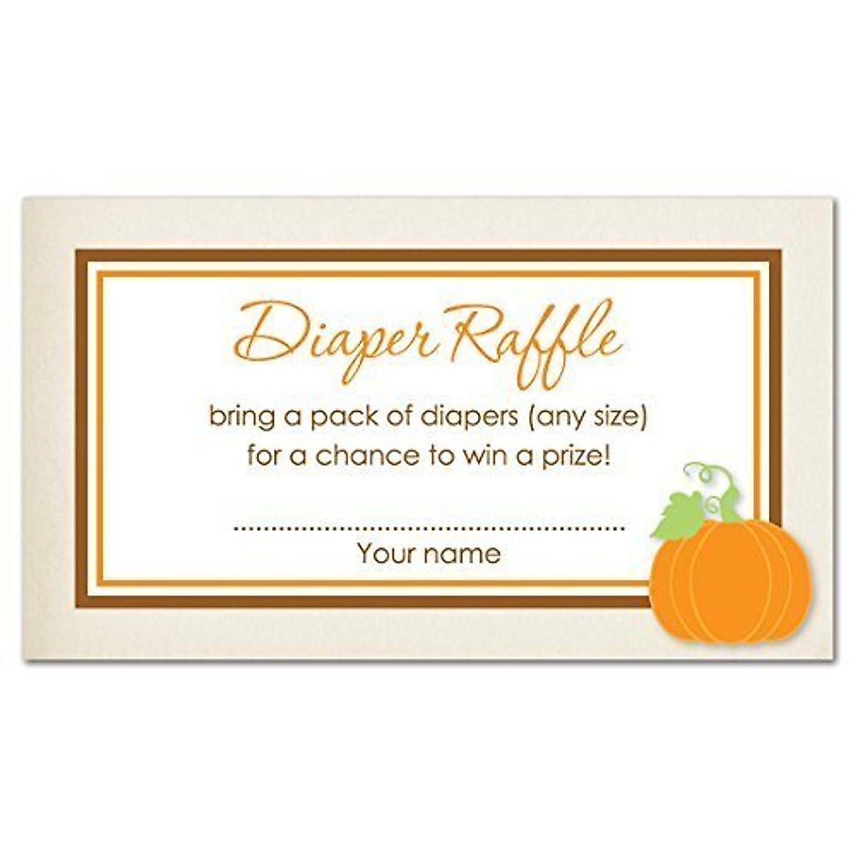 MyExpression.com 48 Little Pumpkin Diaper Raffle Cards