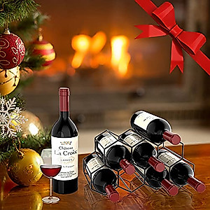 Countertop Wine Rack Freestanding, Small Wine Holder Stand Metal Wine Rack Honeycomb, Black 9 Wine Bottle Holder Organizer for Water Bottle, Tabletop Wine Storage Holder Rack for Home Kitchen Bar