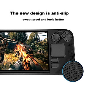 Protective Case for Steam Deck, MASIMEMDRY Full Body Silicone Soft Cover Protector for Steam Deck, Shock-Absorption and Anti-Scratch Design, Black