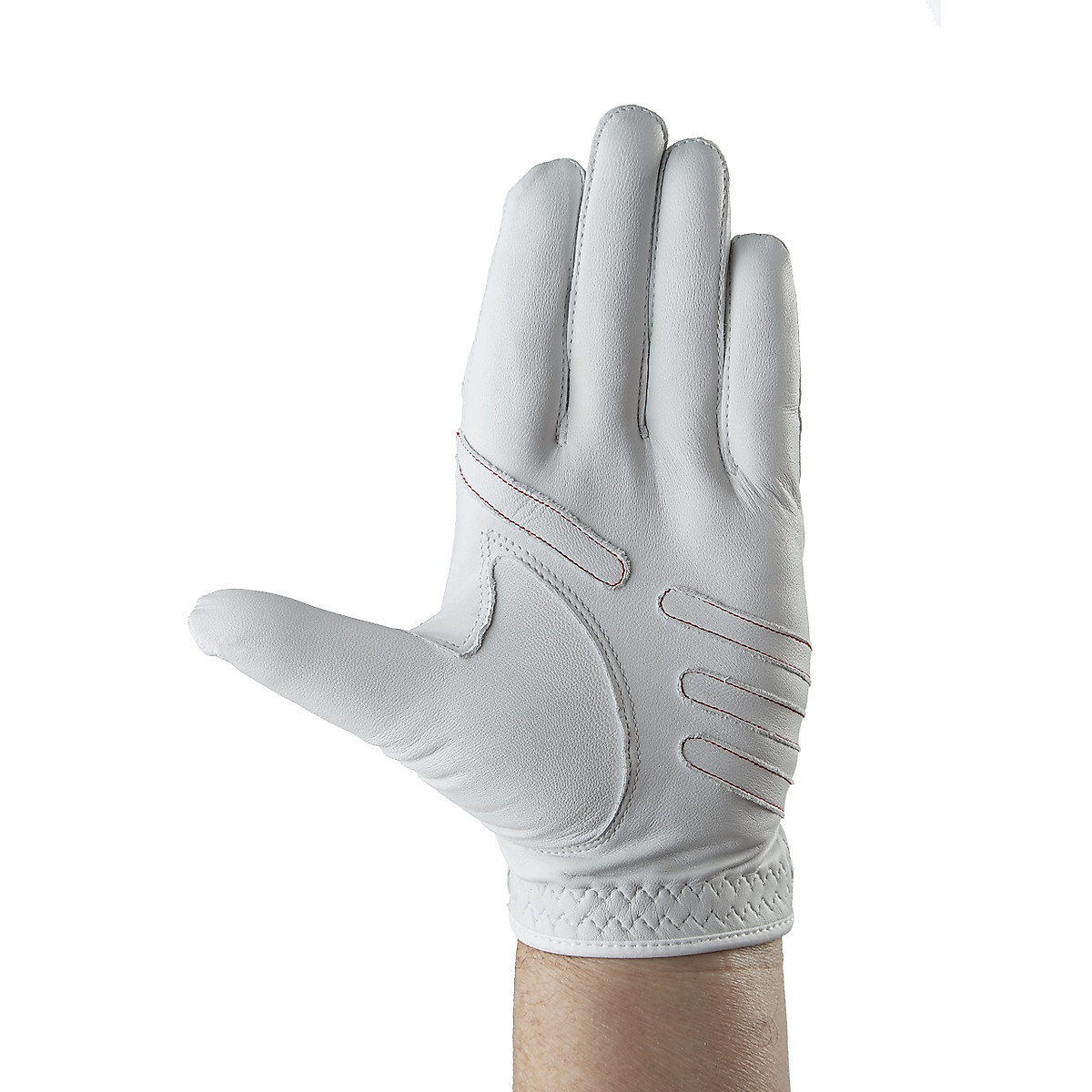 Nice Shot Trident Golf Glove with Power Grip Strips in Premium White Cabretta Leather Men's Left Hand - XLarge