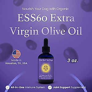 C60 Evo Dog Supplement, Pure ESS60 in Extra Virgin Olive Oil for Dogs, All-in-One Dog Immune Supplement, Dog Joint and Energy Support, Infused with Natural Bacon Essence, 3 oz - C60 Evo