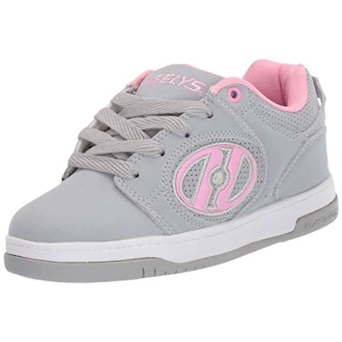HEELYS Unisex-Child Voyager Tennis Shoe, Grey/Light Pink, 6 Big Kid