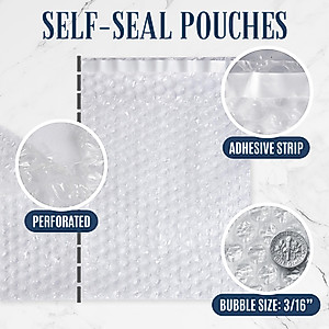 Self Seal Bubble Pouches - ALTERNIUM Bubble Bags for Packing, Packaging Filler for Moving - Cushioning Wrap for Fragile Items, Dish Packing Kit Shipping Supplies for Small Business - 50pcs, 7.5x8 Inch