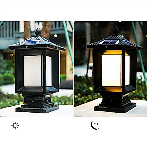 Codlyn Solar Fence Column Light Gate Pillar Waterproof Stigma Lamp Outdoor Garden Post Cap Light Garden Villa Railing Lawn Lamp Aluminum Decoration Lighting Fixtures, Black
