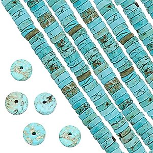 SUNNYCLUE 1 Box 122Pcs Gemstone Heishi Beads Natural Howlite Bead Flat Round Beads 8mm Beaded Disc Stone Loose Spacer Beads for Jewelry Making Beading Kit Turquoise Color Bracelet Necklace Supplies