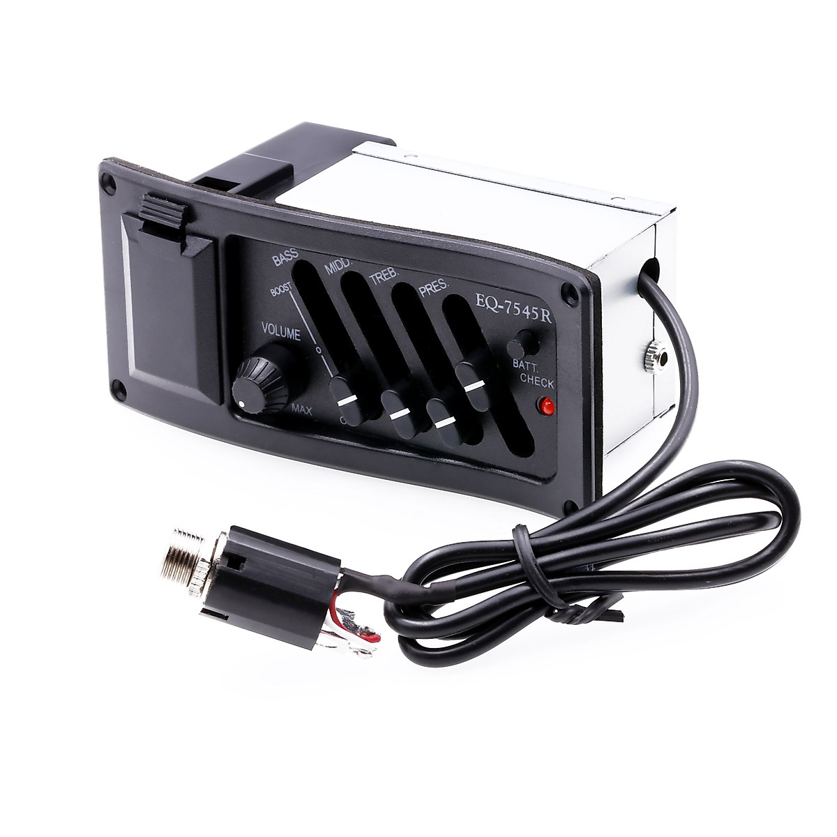 ASCENDAS Guitar EQ-7545R 4-Band EQ Equalizer System Acoustic Guitar Preamp for Acoustic Guitars Black (CURVE)