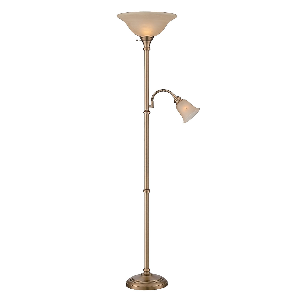 Lite Source Torchiere Lamps Ls-82550Ab Henley Torch/Reading Lamp, 17" L x 16" W x 72" H, Antique Brass